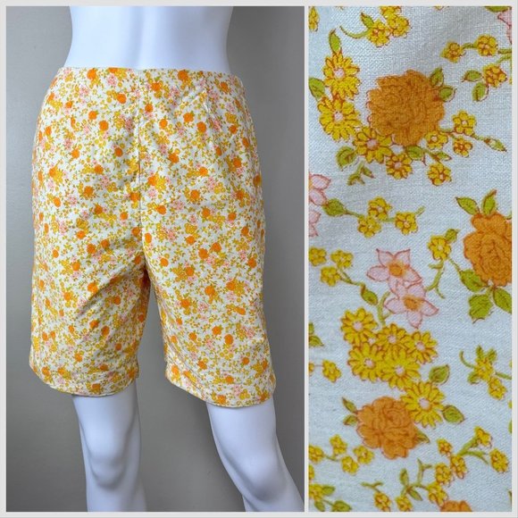 Vintage | Shorts | Vintage 96s Orange Floral Shorts Size Xs Side Zipper ...